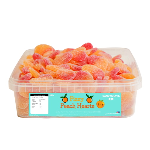 Candycrave Fizzy Peach Hearts Tub 600g – Sweet Sweets UK